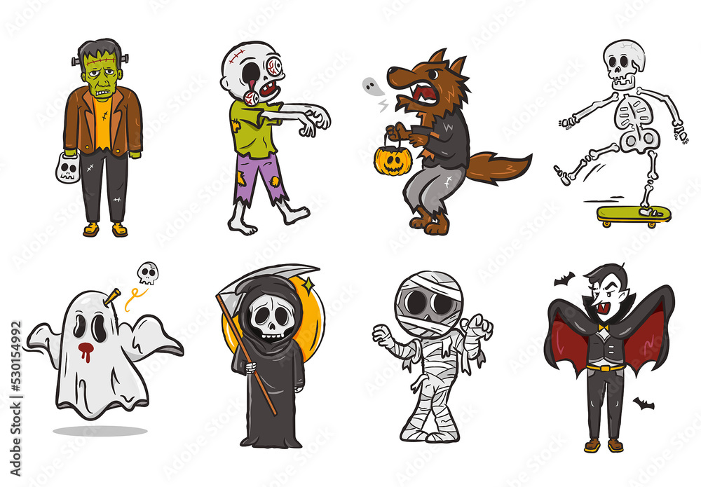 Halloween Characters Stock Template | Adobe Stock