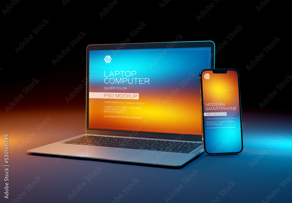 Mobile Phone and Laptop Devices Mockup Stock Template | Adobe Stock