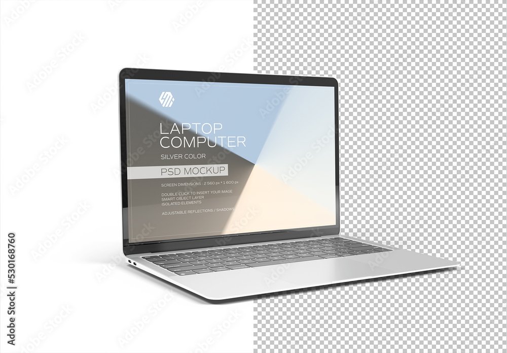 Laptop Computer Mockup Isolated on White Stock Template | Adobe Stock