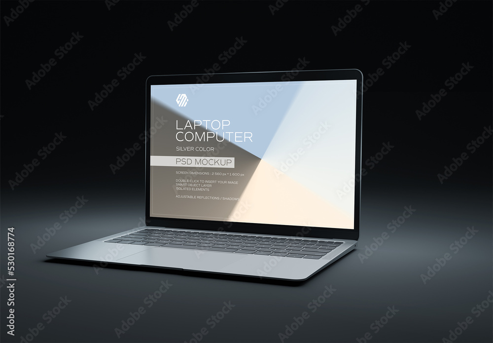 Laptop Computer Mockup Isolated on Black Background plantilla de Stock ...