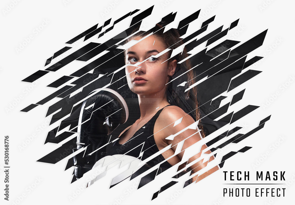 Tech Stroke Masking Portrait Photo Effect Mockup Stock Template | Adobe ...