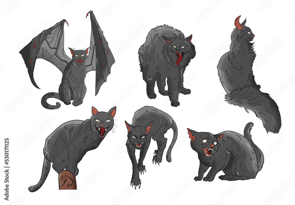 Scary Superstitious Black Cats Stock 템플릿 | Adobe Stock