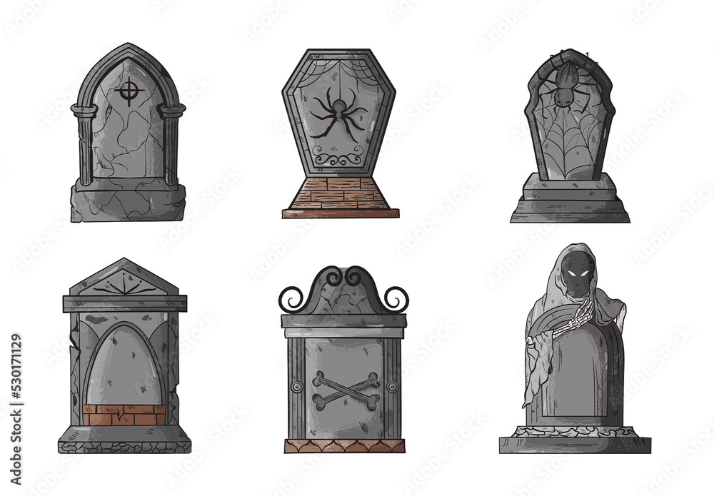 Tombstone Headstone Grave Illustration Stock Template | Adobe Stock
