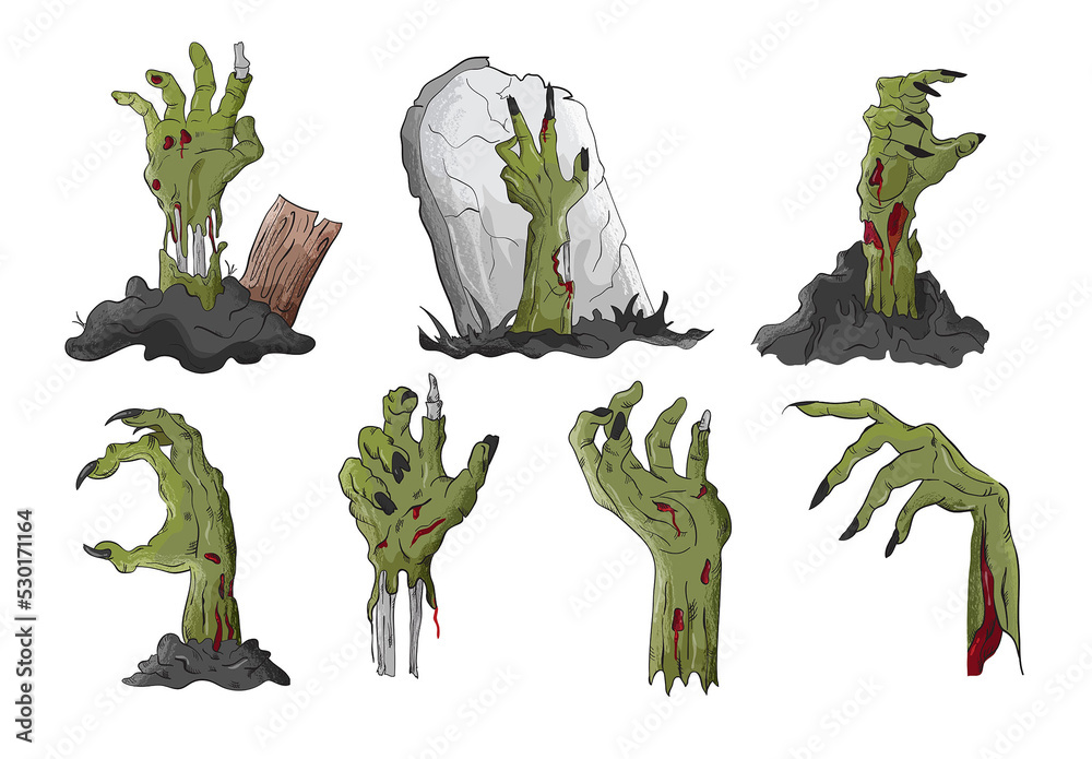 Zombie Hands Coming Out of Ground Stock Template | Adobe Stock