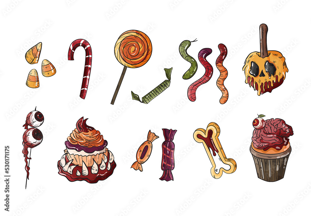 Halloween Candy and Trick or Treat Sweets Stock Template | Adobe Stock