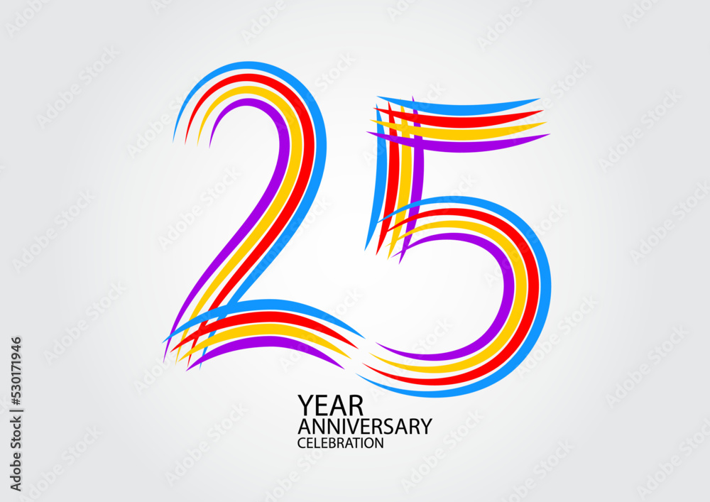 25 years anniversary celebration logotype colorful line vector, 25th ...