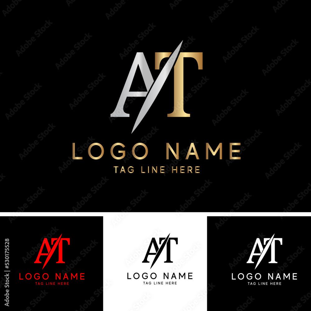 Letter AT logo design template elements Stock Vector | Adobe Stock