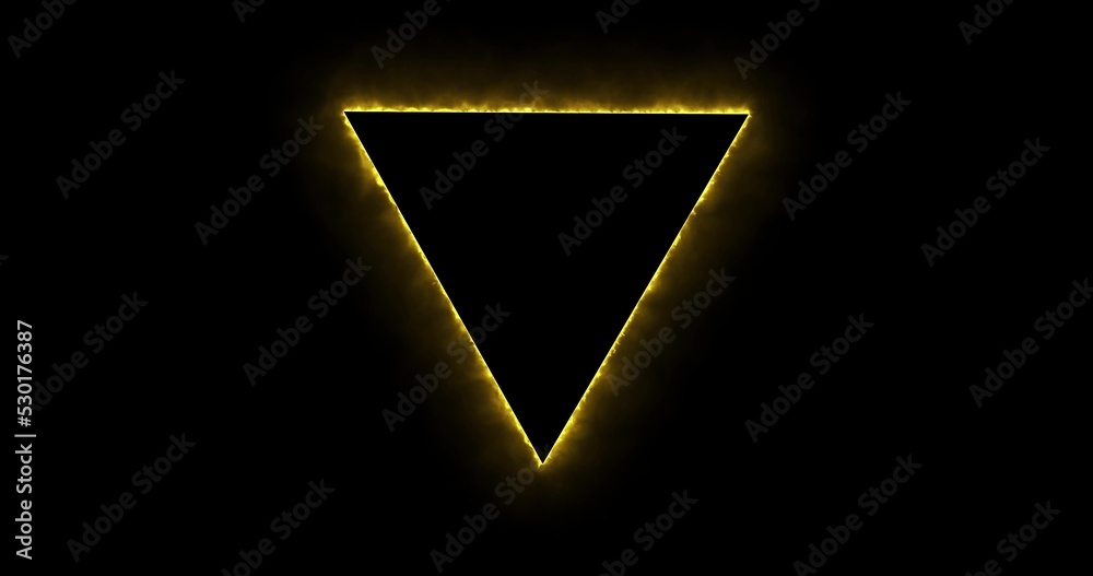 Fire triangle on a black background. Abstract hot triangle, flame frame ...