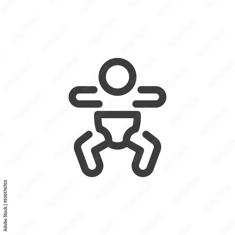 Baby changing linear icon. Child in a diaper Stock Vector | Adobe Stock
