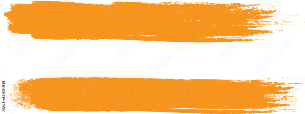 Orange brush stroke set isolated on background. Collection of trendy ...
