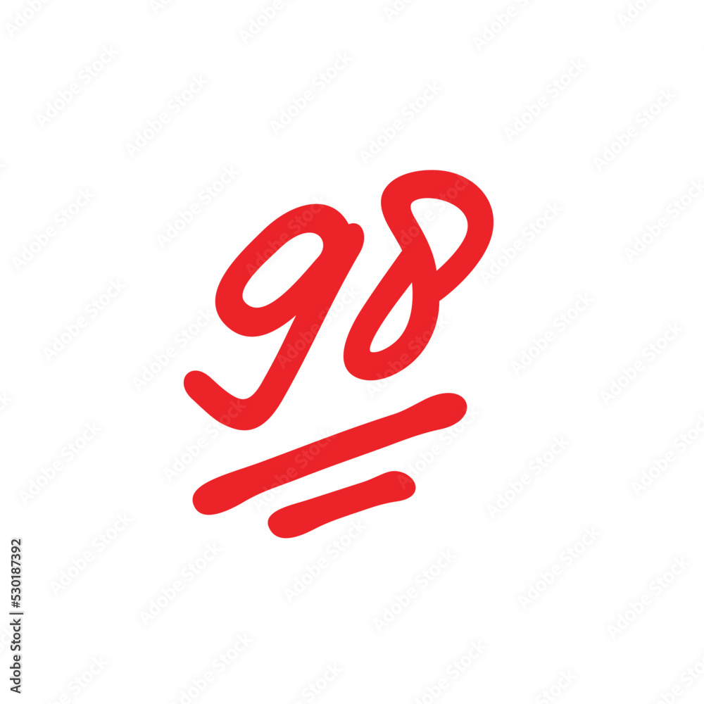 98 point test score, ninety eight points grade results, hand drawn ...