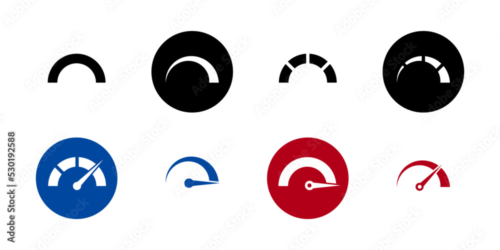 Speedometer, tachometer icon. Speed indicator sign. Performance concept ...