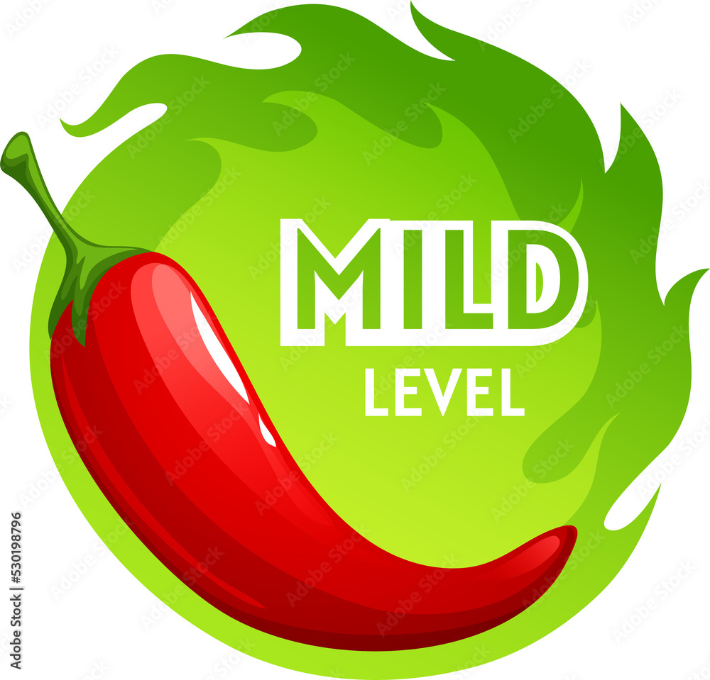 Mild level of chili pepper spicy rating sticker Stock Illustration ...