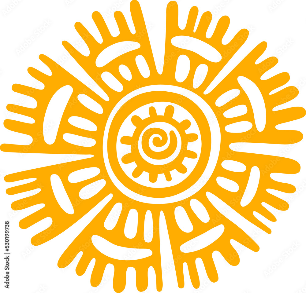 Yellow isolated sun mayan aztec totem ancient sign Stock Illustration ...