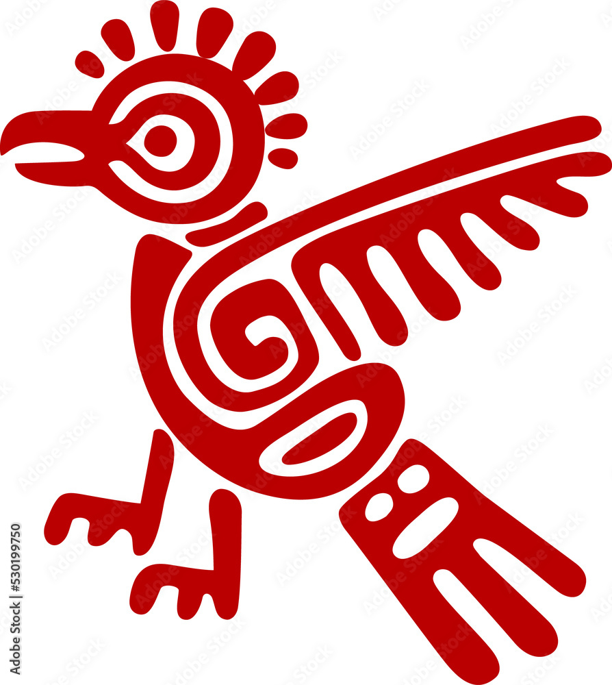 Retro bird mayan aztec symbol, african totem sign Illustration Stock ...