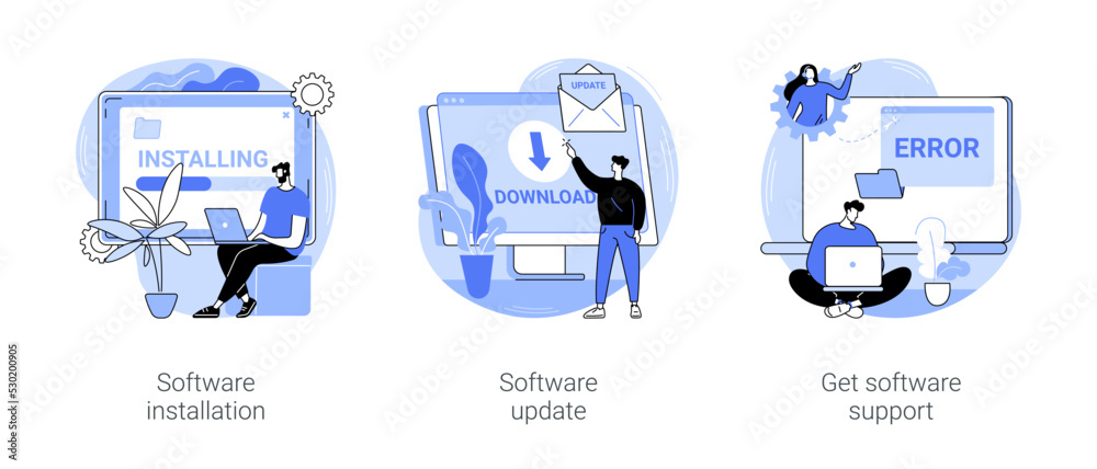 Software maintenance isolated cartoon vector illustrations se Stock ...
