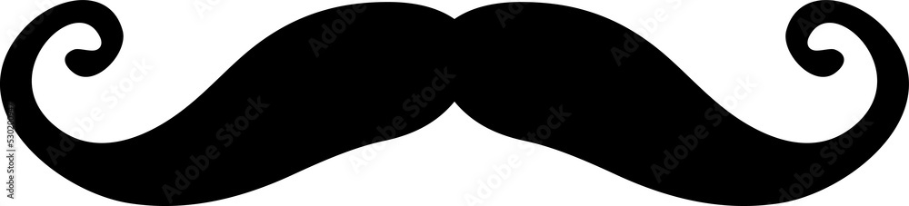 Black curly mustache isolated retro facial hair Stock Illustration ...