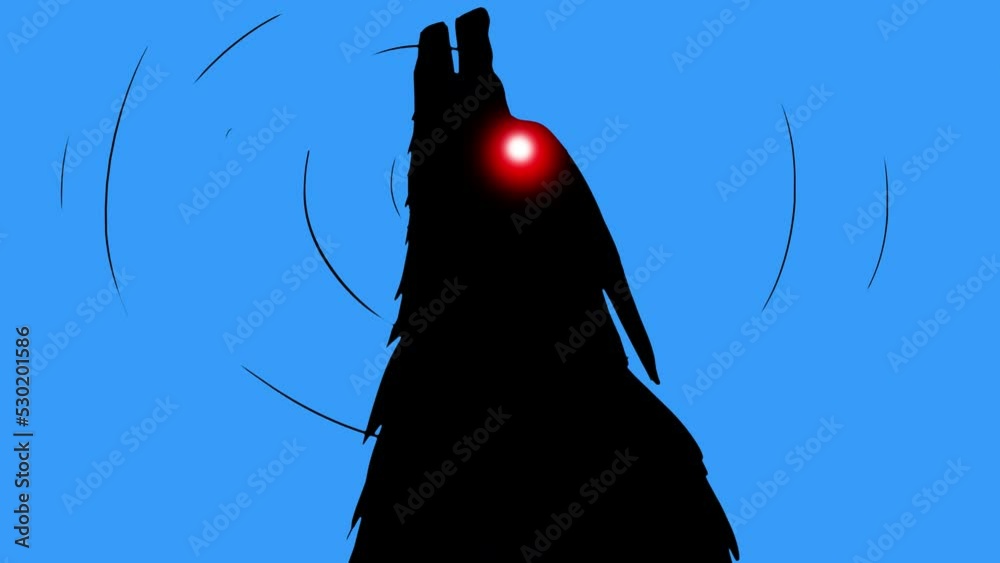 Werewolf looking shining red eyes animation. Video transition with the ...