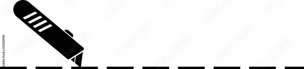 Cutting utility knife, dashed line cut here symbol Stock Illustration ...
