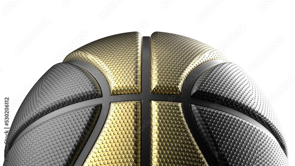 Metallic black-gold basketball. 3D illustration. 3D CG. High resolution ...