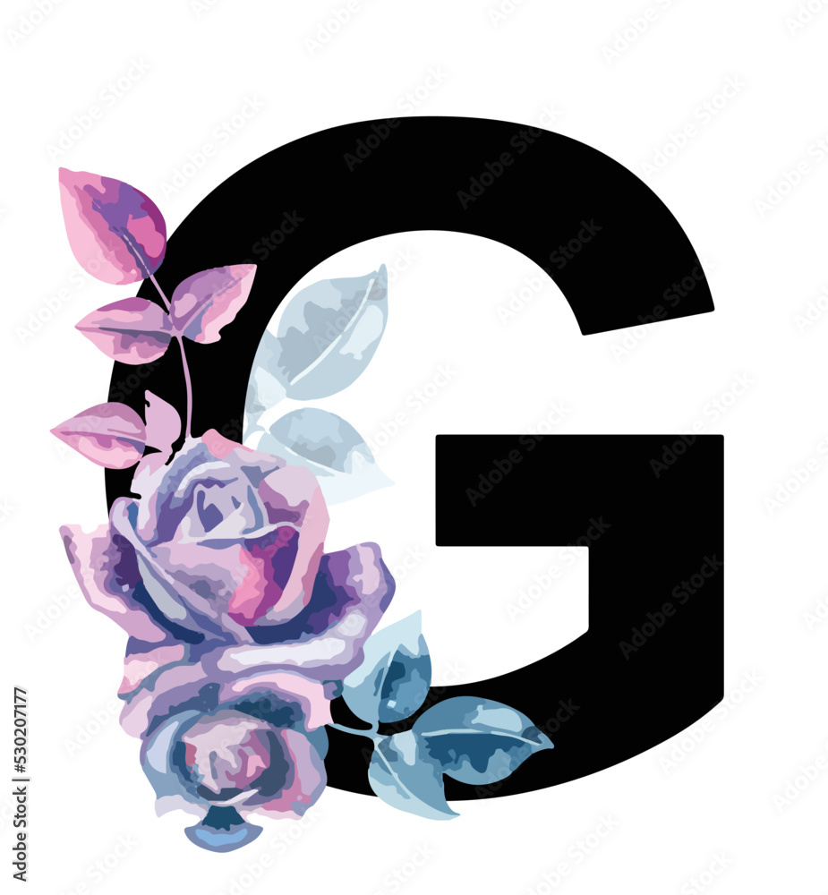 Single G letter with beautiful floral elements. alphabet with beautiful ...
