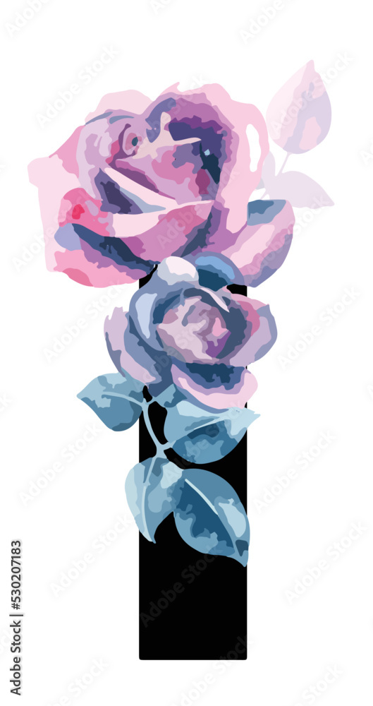 Single I letter with beautiful floral elements. alphabet with beautiful ...