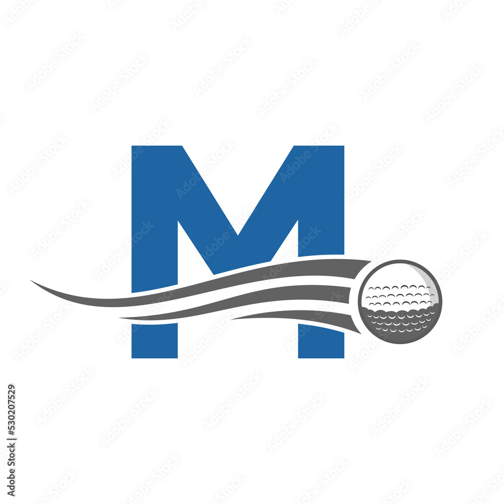 Letter M Golf Logo Symbol. Hockey Design Based Alphabet Vector Template ...
