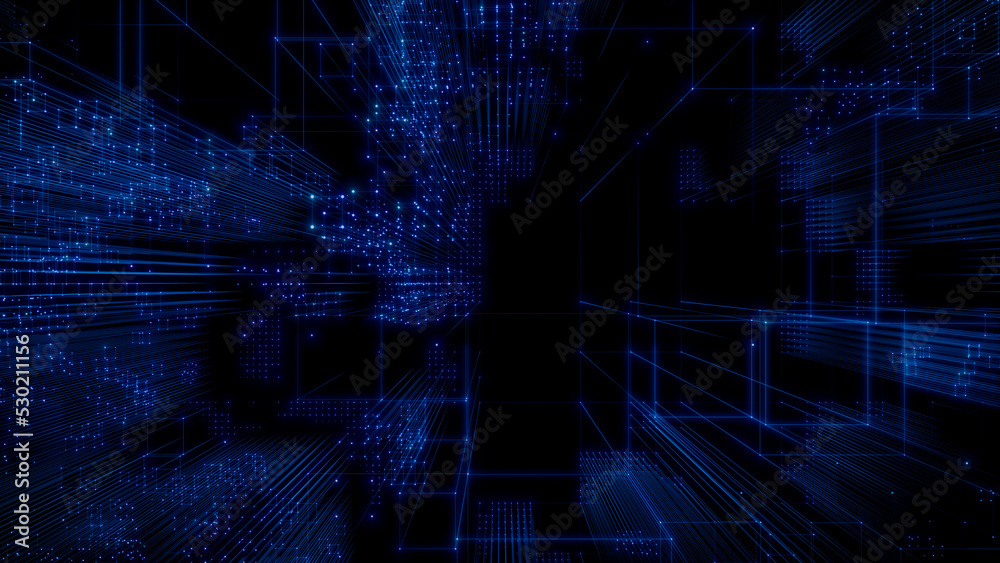 Digital Brain Neural Network. Machine Learning Concept. Blue Tech ...