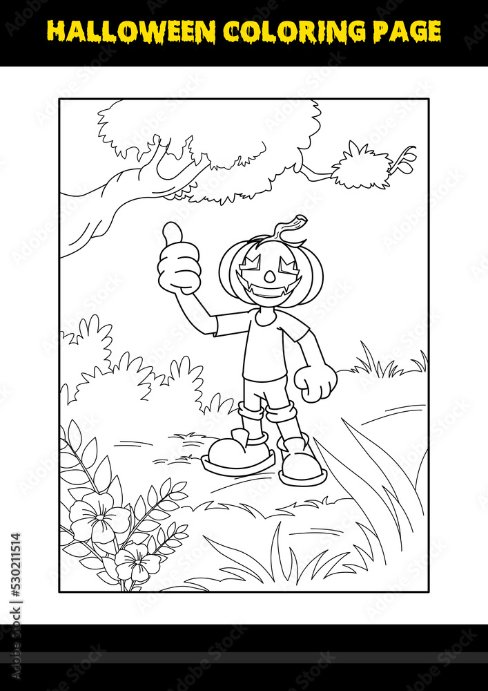 Halloween coloring page for kids. Line art coloring page design for ...
