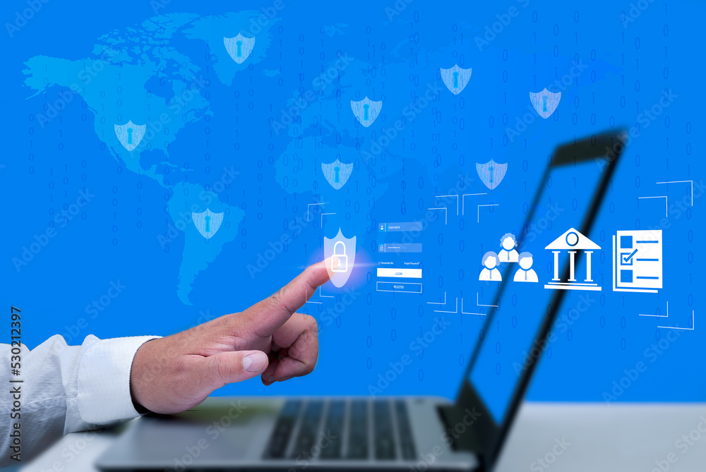 Cyber Security Internet and Networking Concepts. businessman with ...