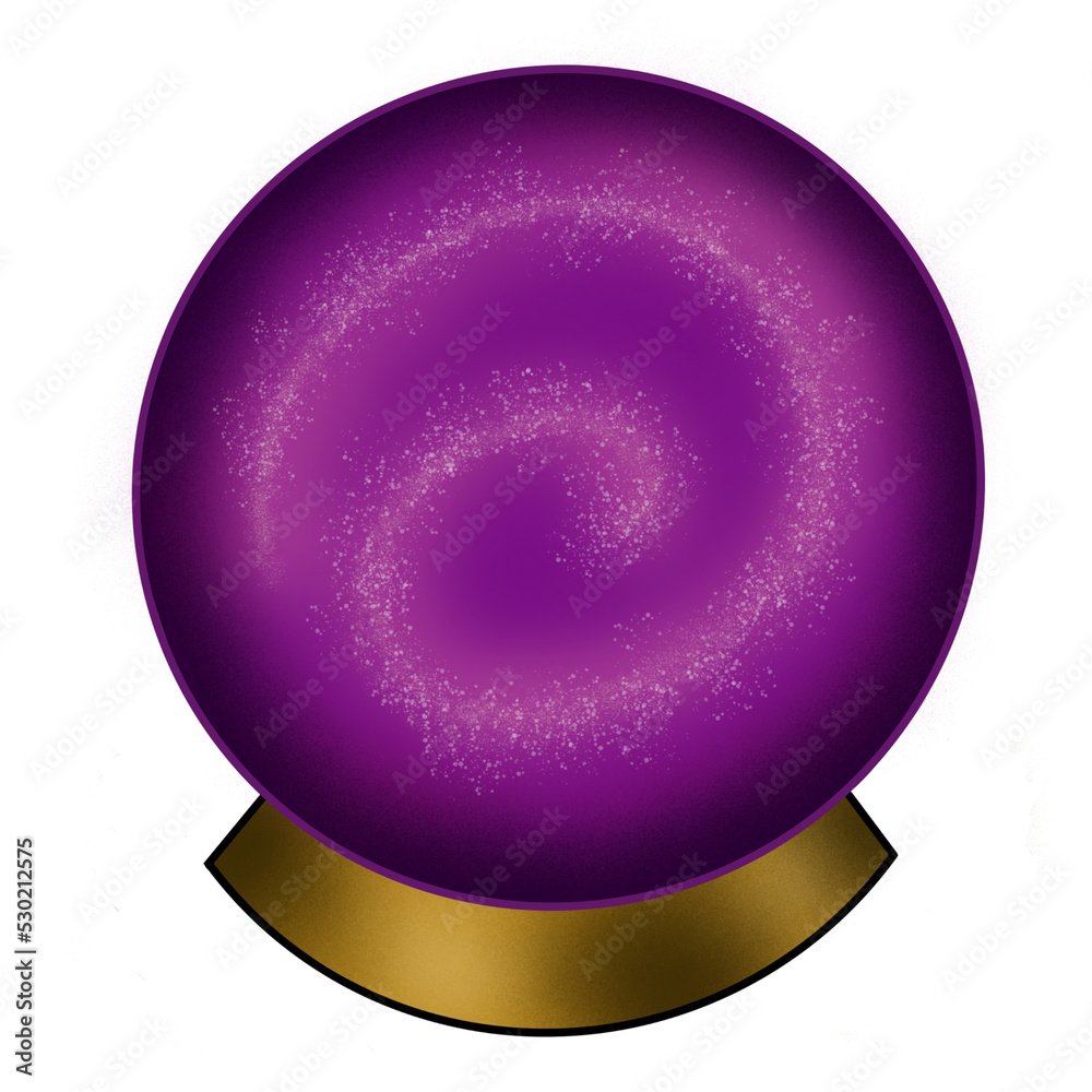 Purple star light and sparkles swirl within the magical fortune teller ...