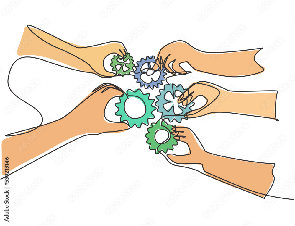 Vecteur Stock Single continuous line drawing of hand gesture business ...