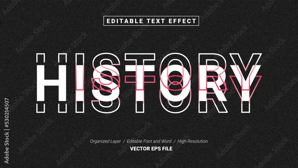 Editable History Font Design. Alphabet Typography Template Text Effect ...