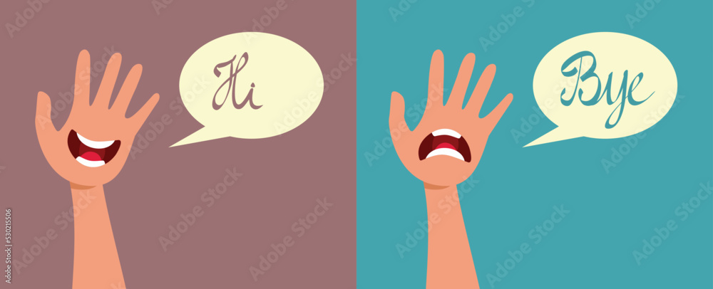 Hand Waving Goodbye Vector Cartoon Illustration Stock Vector | Adobe Stock