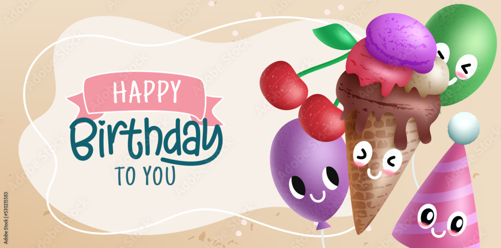 Birthday celebration characters vector design. Happy birthday greeting ...