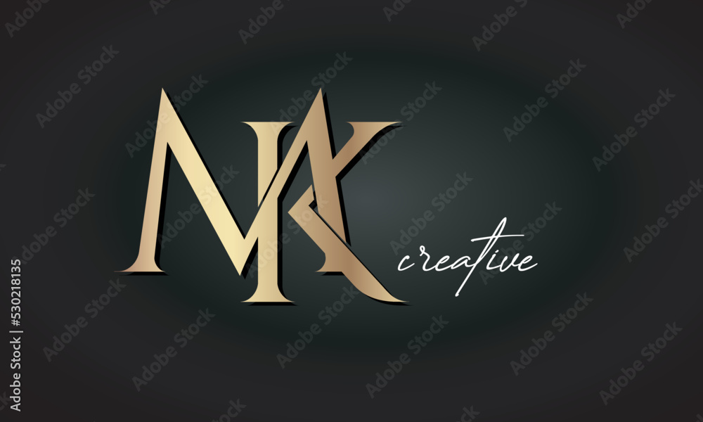 MK letters luxury jewellery fashion brand monogram, creative premium ...