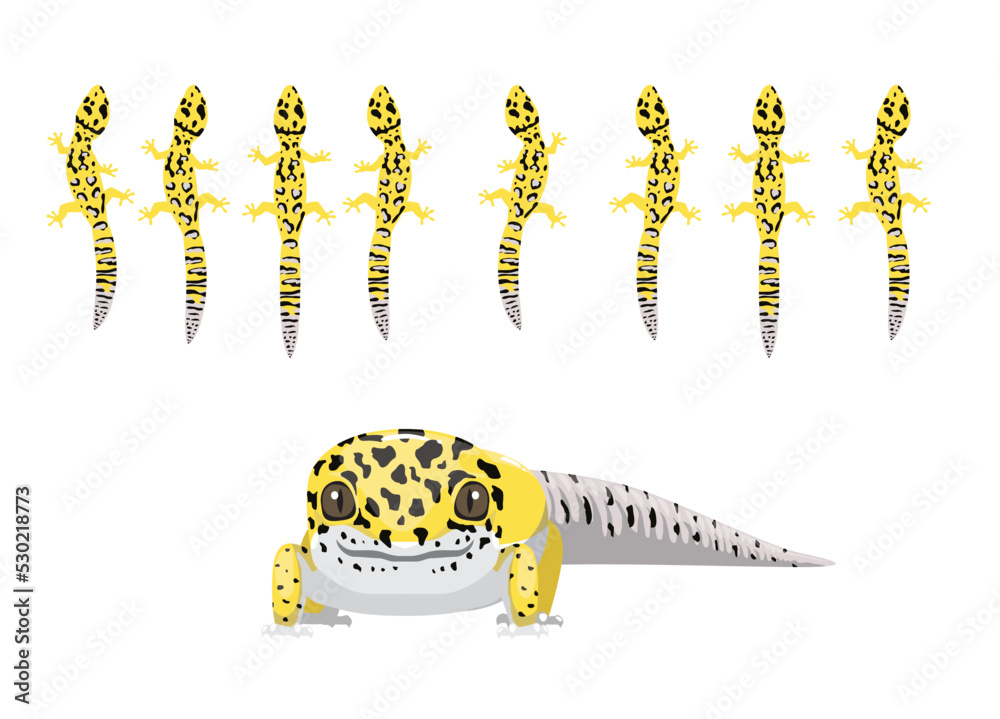 Cute Lizard Leopard Gecko Animation Cartoon Vector Stock Vector | Adobe ...
