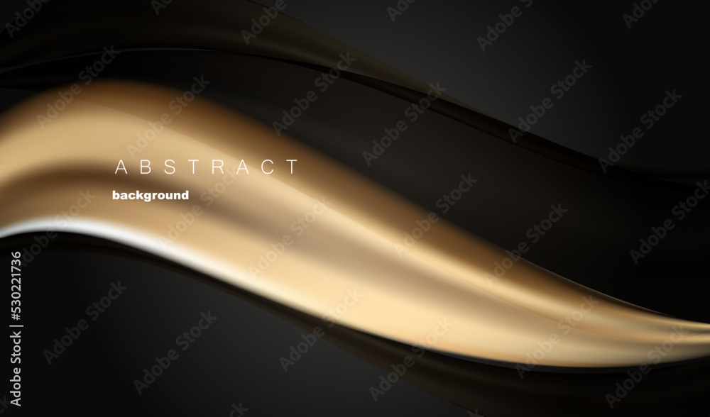 Gold and black wave flow and golden glitter lines vector background ...