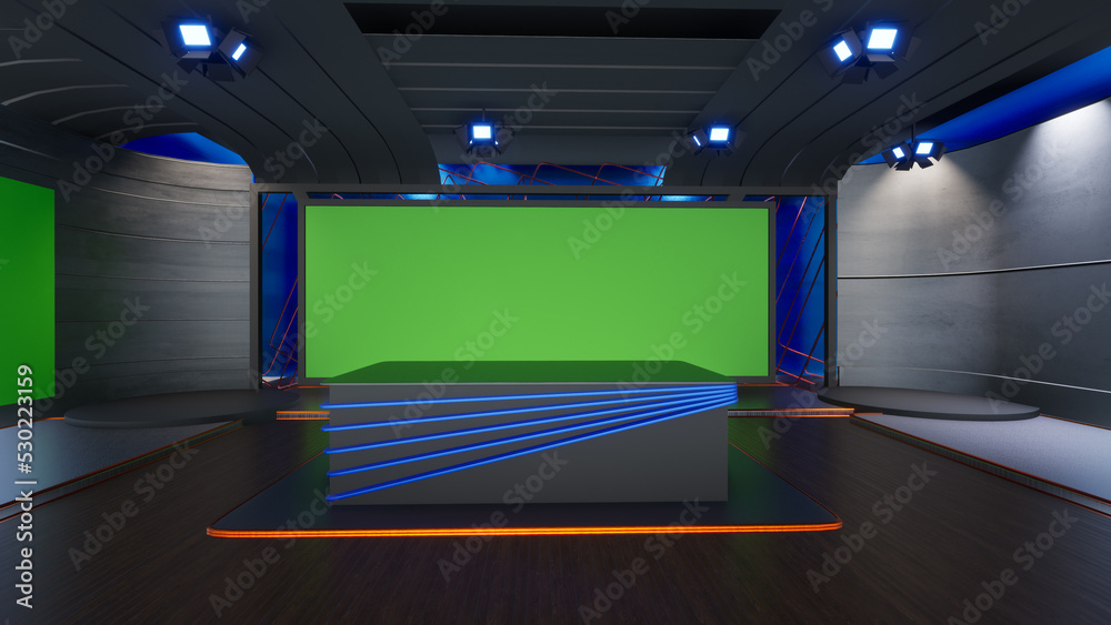 Green Screen Studio 2267_3D Virtual TV Studio News_Studio Background ...