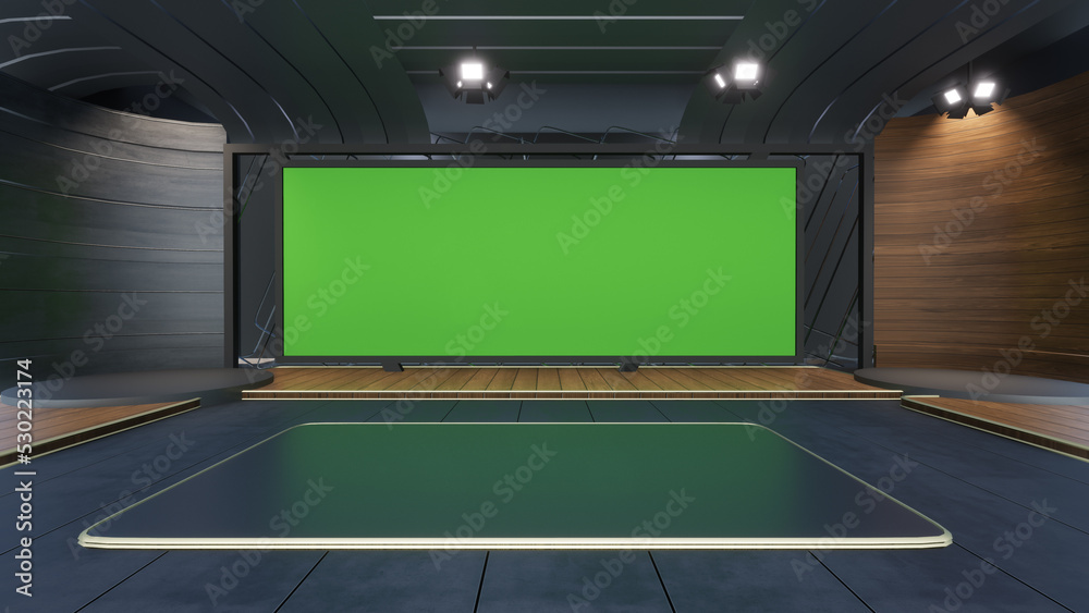 Green Screen Studio 2267_3D Virtual TV Studio News_Studio Background ...