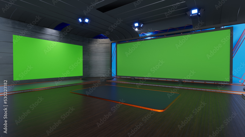 Green Screen Studio 2267_3D Virtual TV Studio News_Studio Background ...