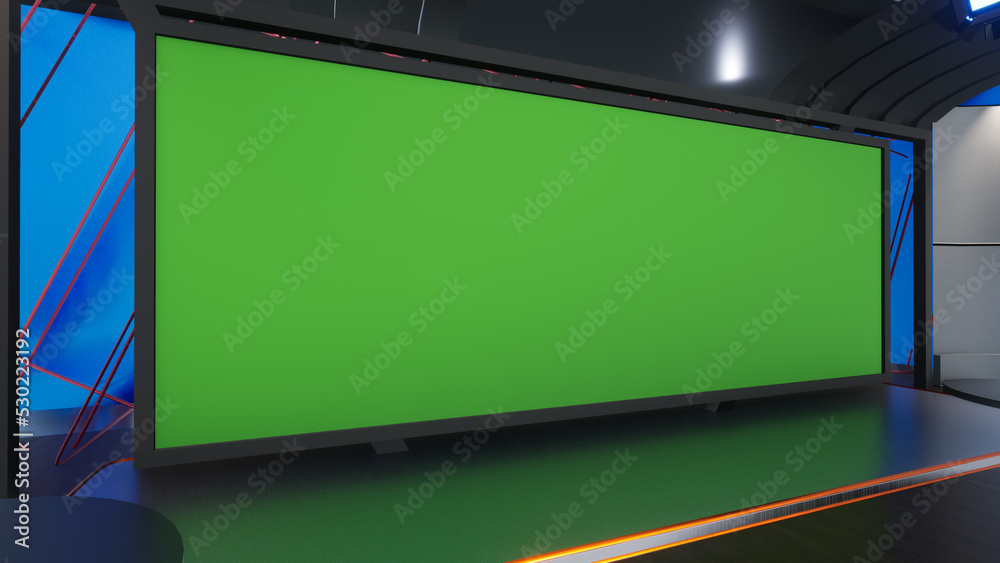Green Screen Studio 2267_3D Virtual TV Studio News_Studio Background Stock Illustration | Adobe ...