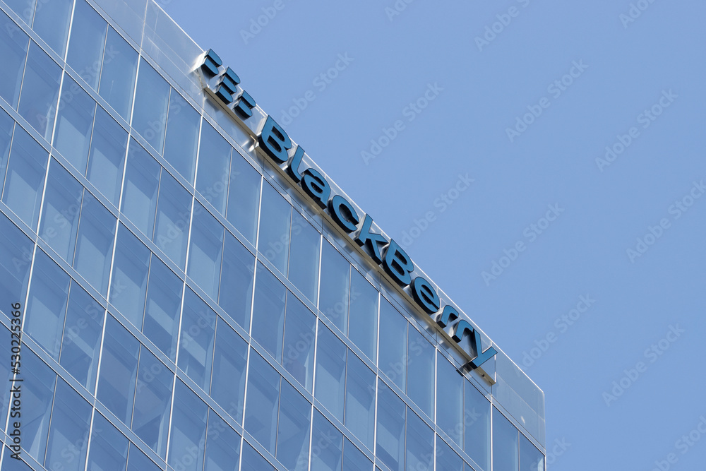 Irvine, CA, USA - May 7, 2022: BlackBerry logo is seen at its office in ...