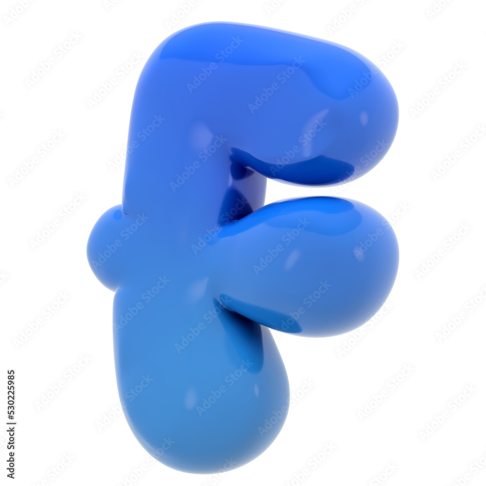 Alphabet F bubble letter illustration in 3D design Stock Illustration ...