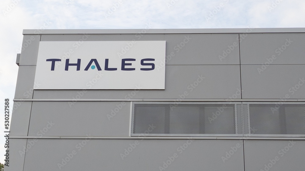 Thales logo brand and sign text on office building in france Stock ...