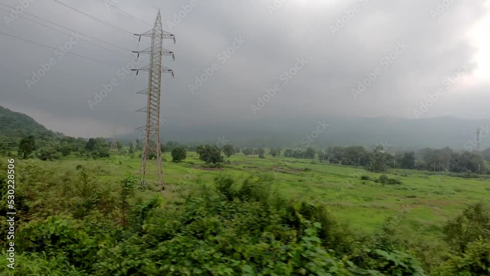 Electric tower line in Landscape view with Electricity and ...