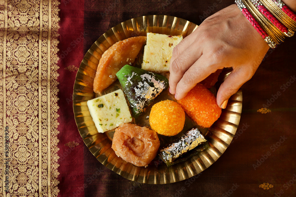 Plakat Diwali sweets Mango chum chum barfi petha Laddu Jalebi peda ...