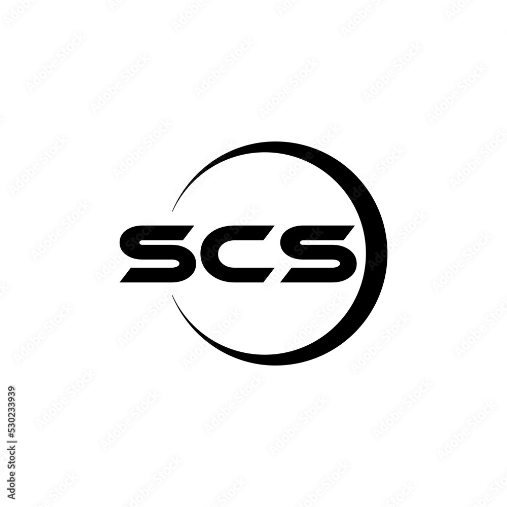 SCS letter logo design with white background in illustrator, cube logo ...