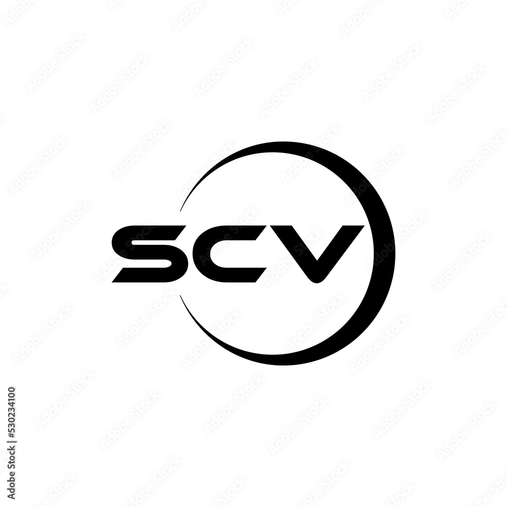 SCV letter logo design with white background in illustrator, cube logo ...