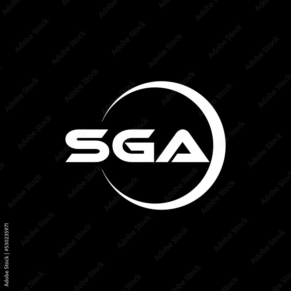 SGA letter logo design with black background in illustrator, cube logo ...